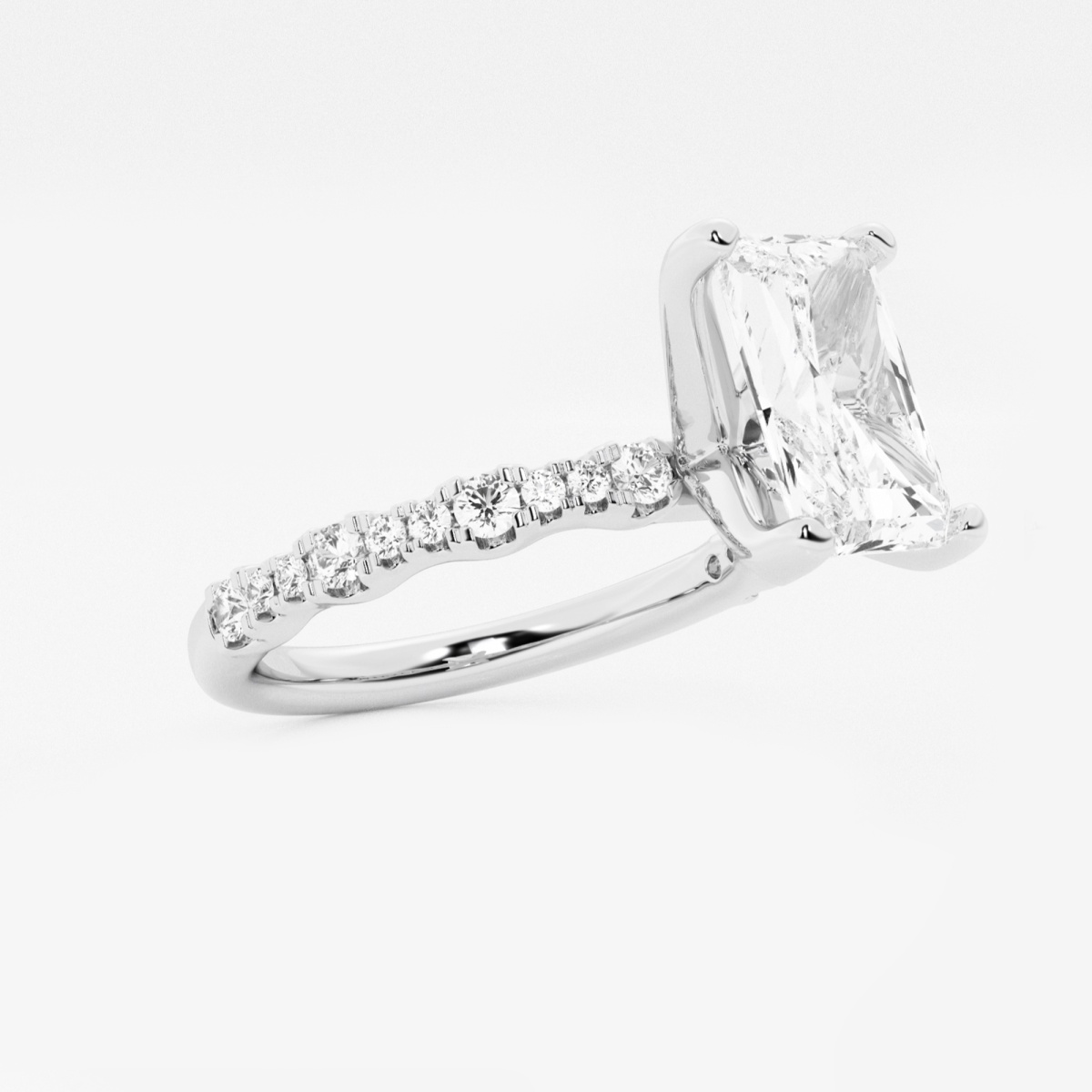1 ctw Radiant Lab Grown Diamond Station Engagement Ring - Grownbrilliance